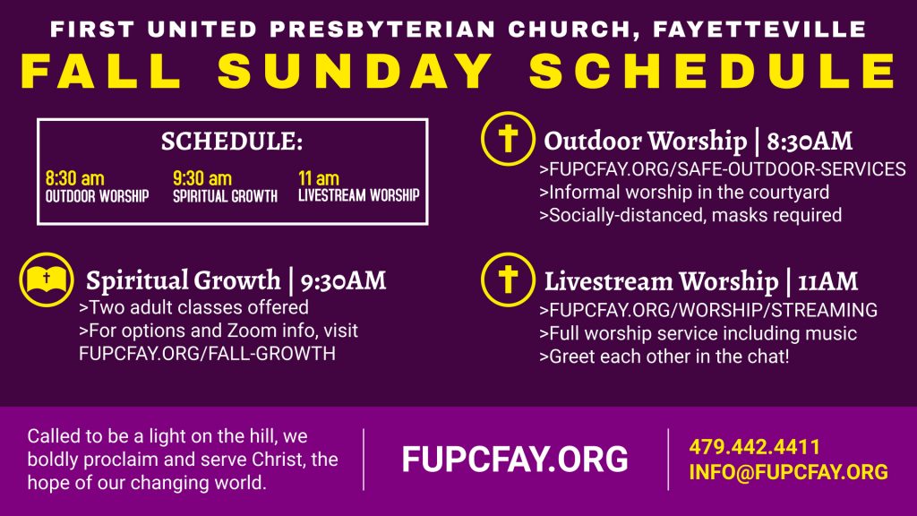 Fall Worship Schedule Begins on September 13! - First United ...
